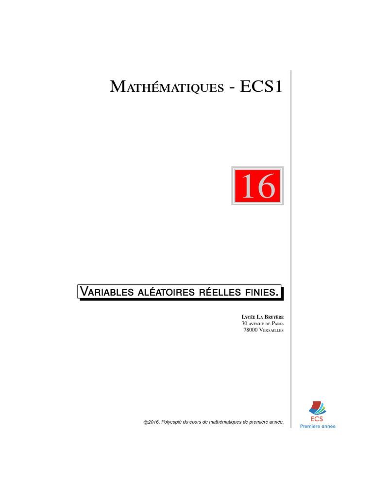Formule de Koenig-Huygens en Probabilités | PDF | Espérance ...