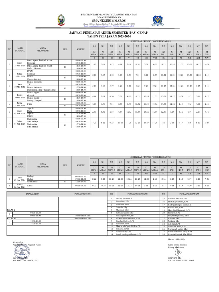 Jadwal PAS Genap 2023-2024 | PDF