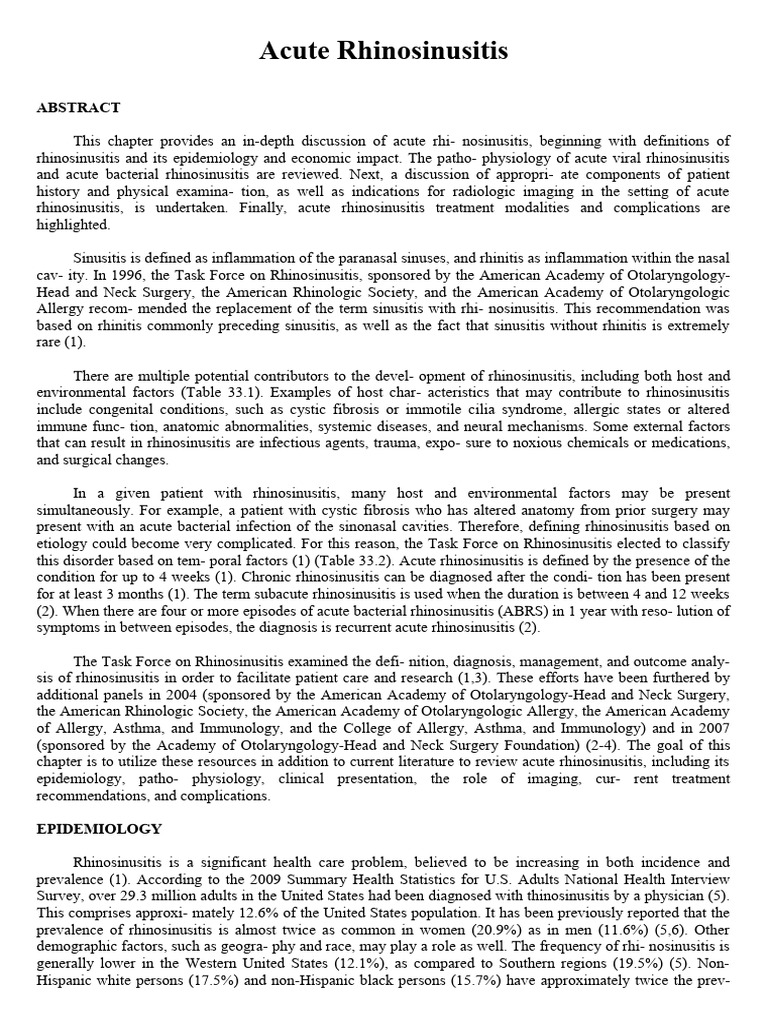 33 Acute Rhinosinusitis | PDF | Radiography | Ct Scan