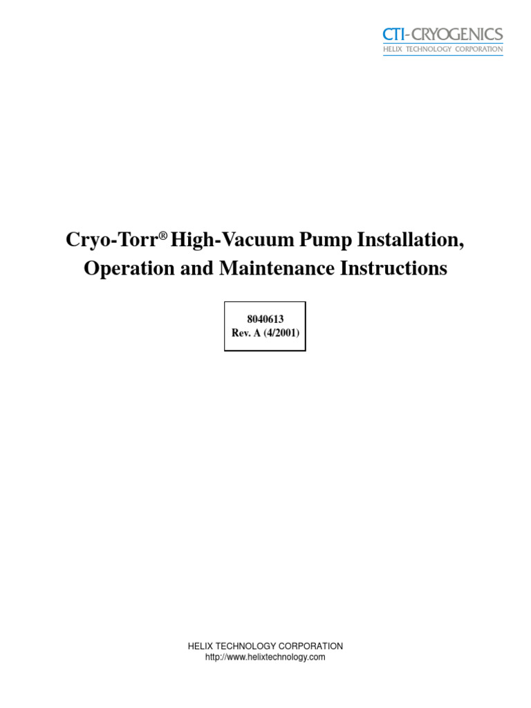 Cryo Pump | PDF | Vacuum | Transparent Materials