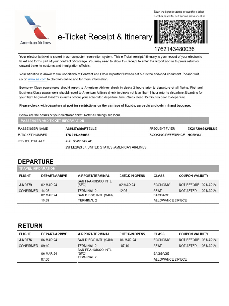 Aa Ticket No.1762143480036 | PDF | Airlines | Civil Aviation