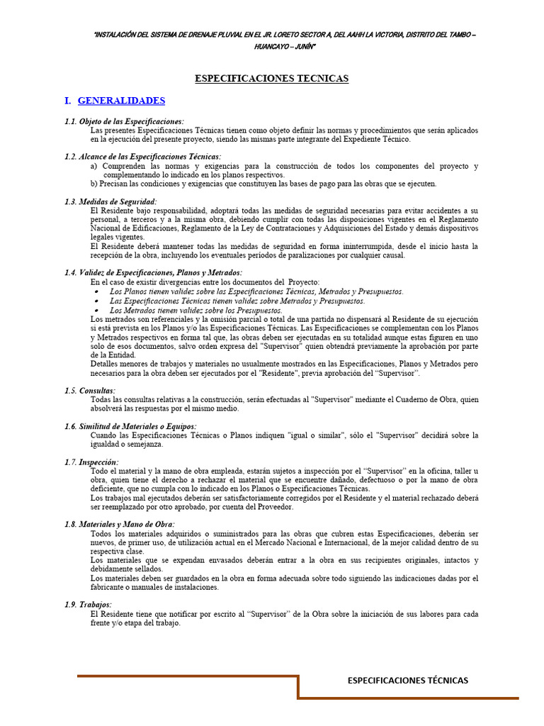 Esp, Tecnicas Del Drenaje Pluvial Loreto Final | PDF | Hormigón | Cemento