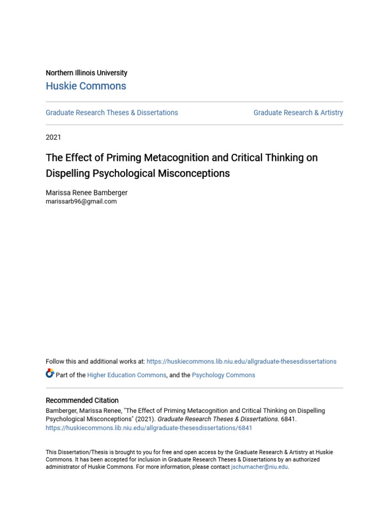 The Effect of Priming Metacognition and Critical Thinking On Disp | PDF | Metacognition ...