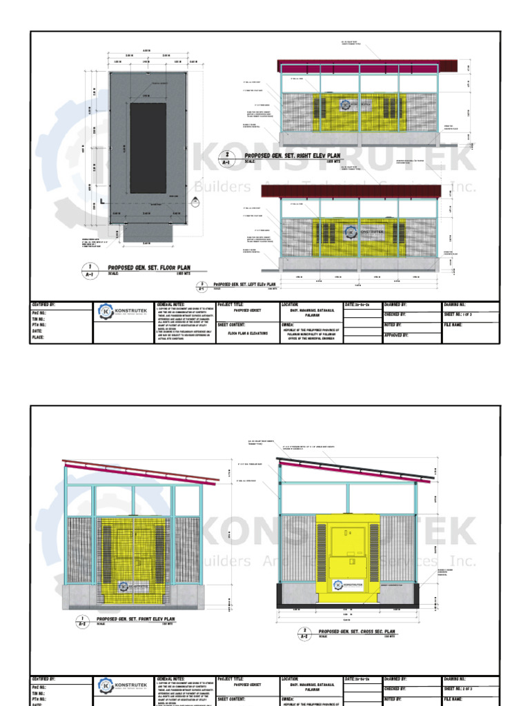 Proposed Genset Floor Plans & Elevations | PDF | Architectural Design ...