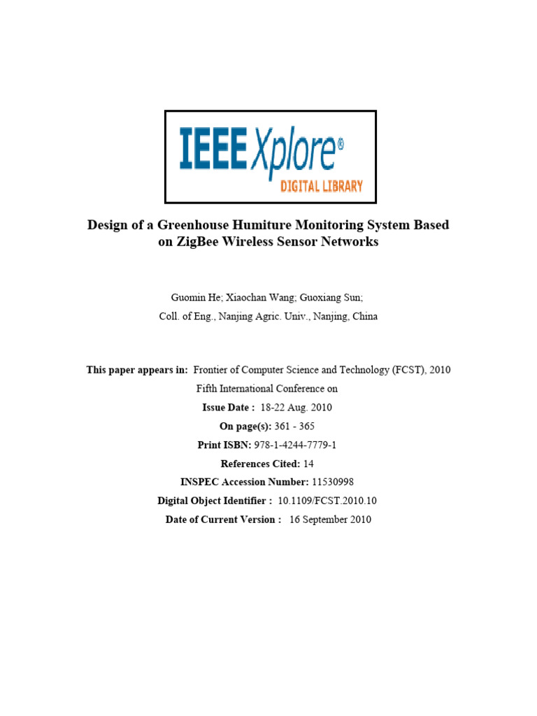 A Smart ZigBee Based Wireless Weather Station Monitoring System Using ...