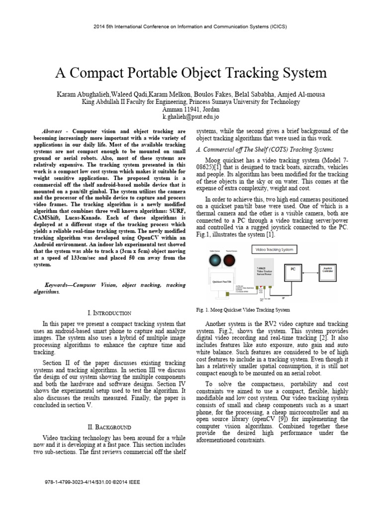 A Compact Portable Object Tracking System | PDF | Computer Vision | Video A Compact Portable Object Tracking System | PDF | Computer Vision | Video