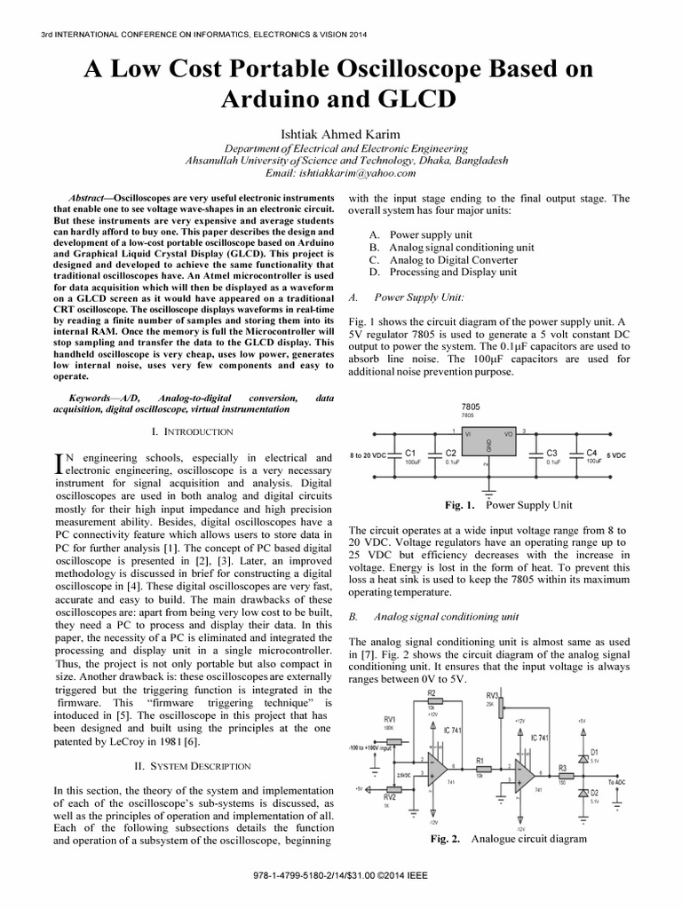 A Low Cost Portable Oscilloscope Based On Arduino and GLCD | Download Free PDF | Power Supply ...