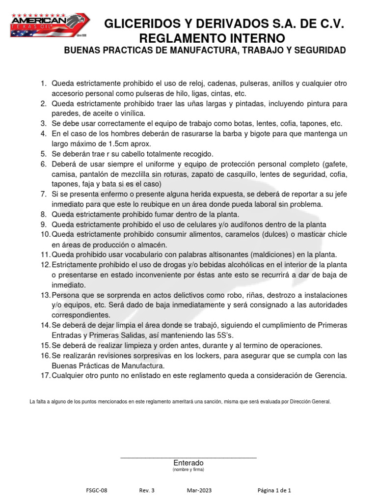 Reglamento Glidesa BPMS | PDF