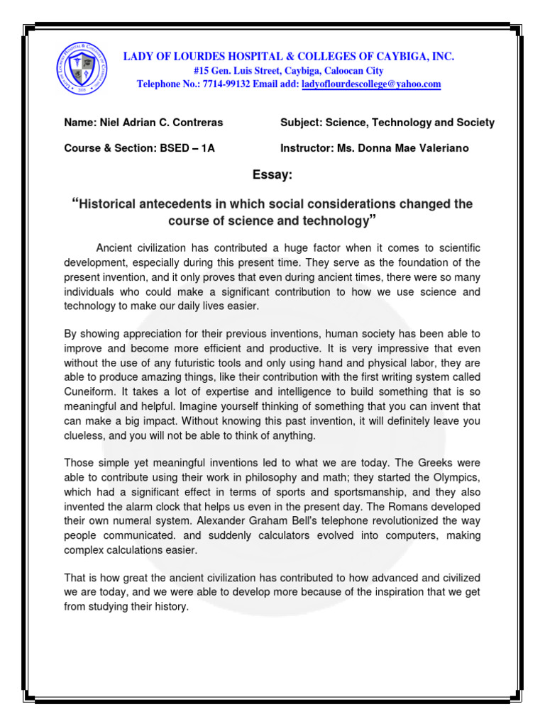 Historical Antecedents in Which Social Considerations Changed The Course of Science and ...