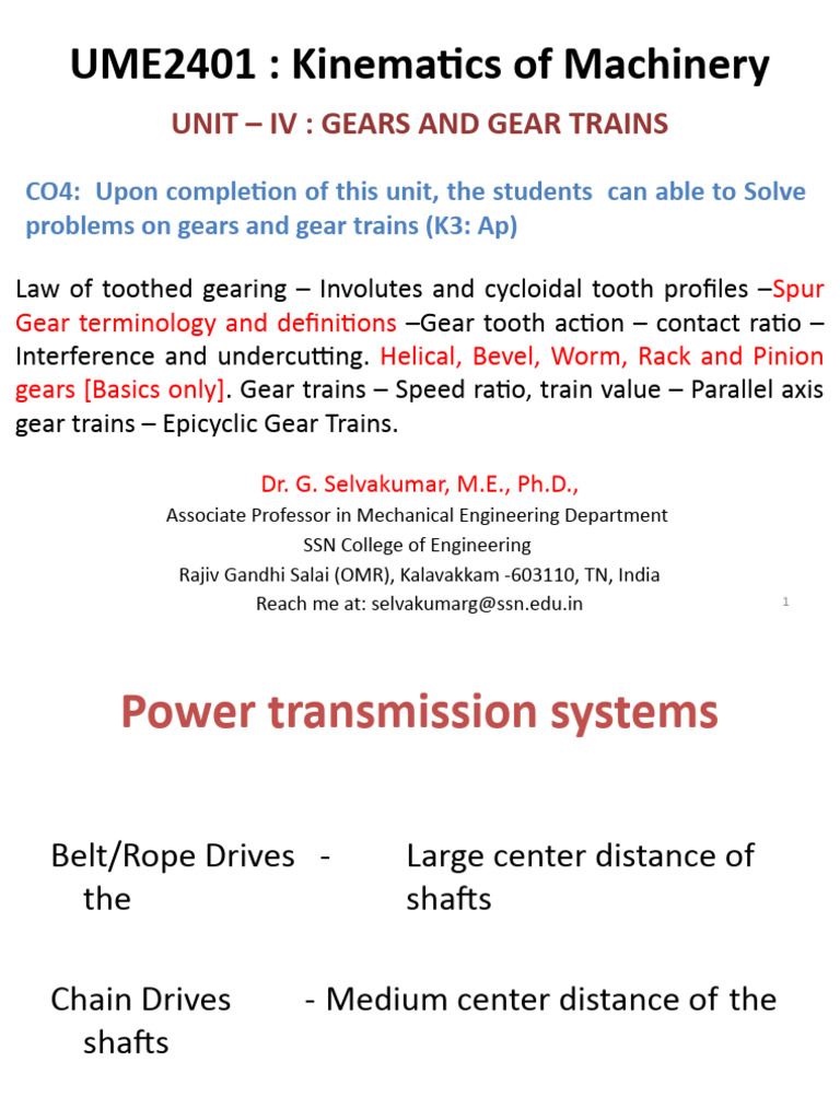 Gears and Gear Trains Overview | PDF | Gear | Mechanical Engineering