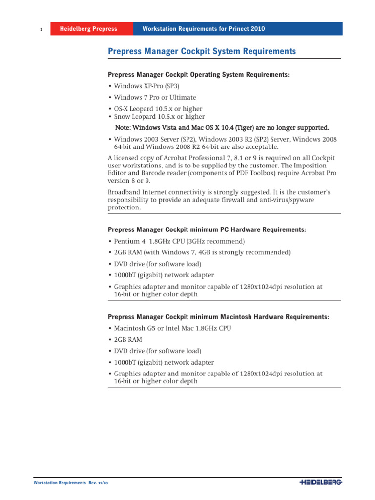Prinect 2010 Workstation Requirements - 11-10 | PDF | Mac Os ...
