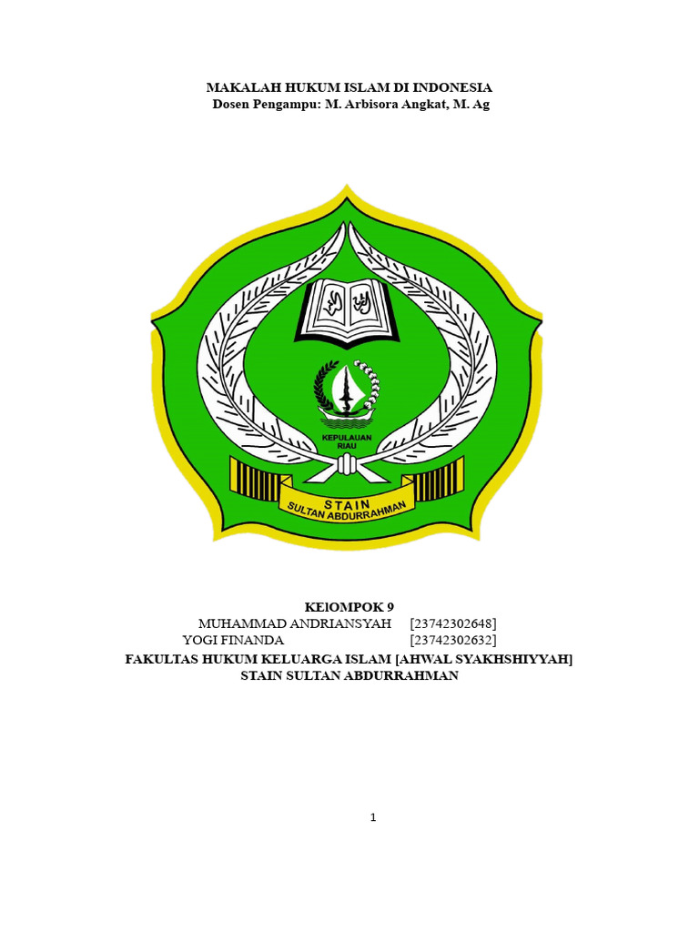 Makalah (Hukum Islam Di Indonesia) Yogi Finanda Ganteng, Muhammad ...