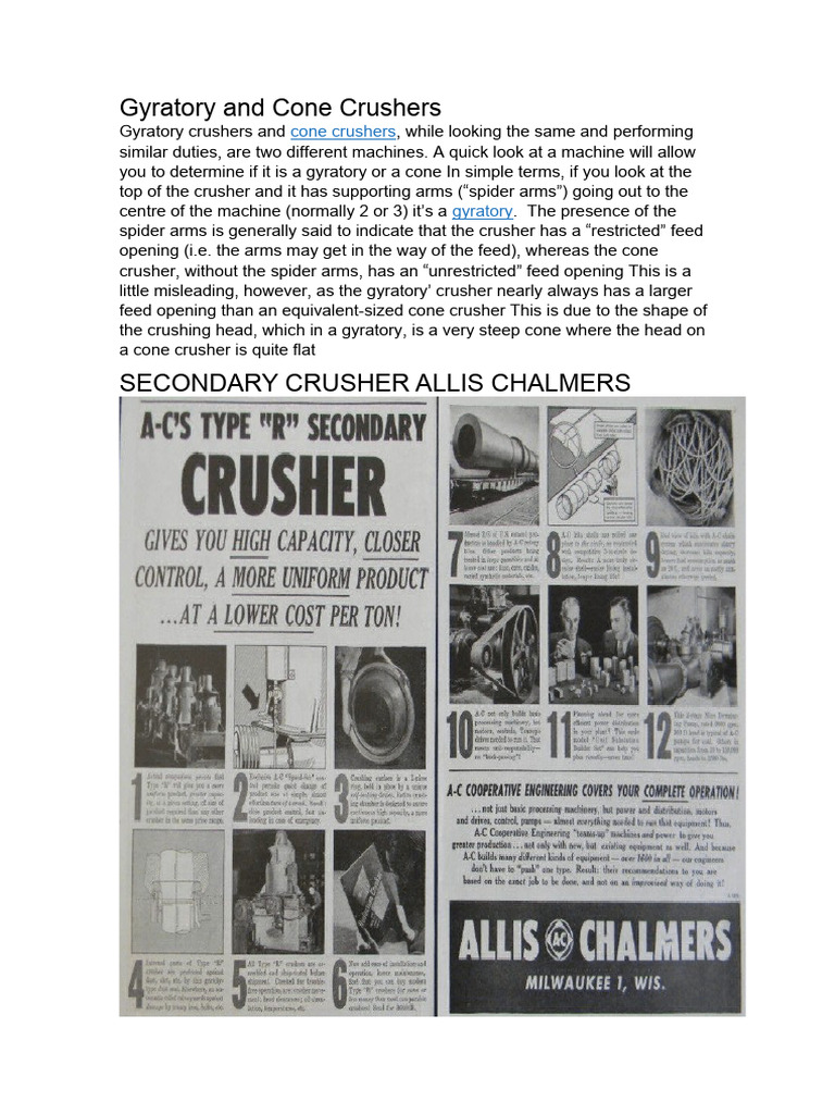 Gyratory and Cone Crushers | PDF | Manufactured Goods