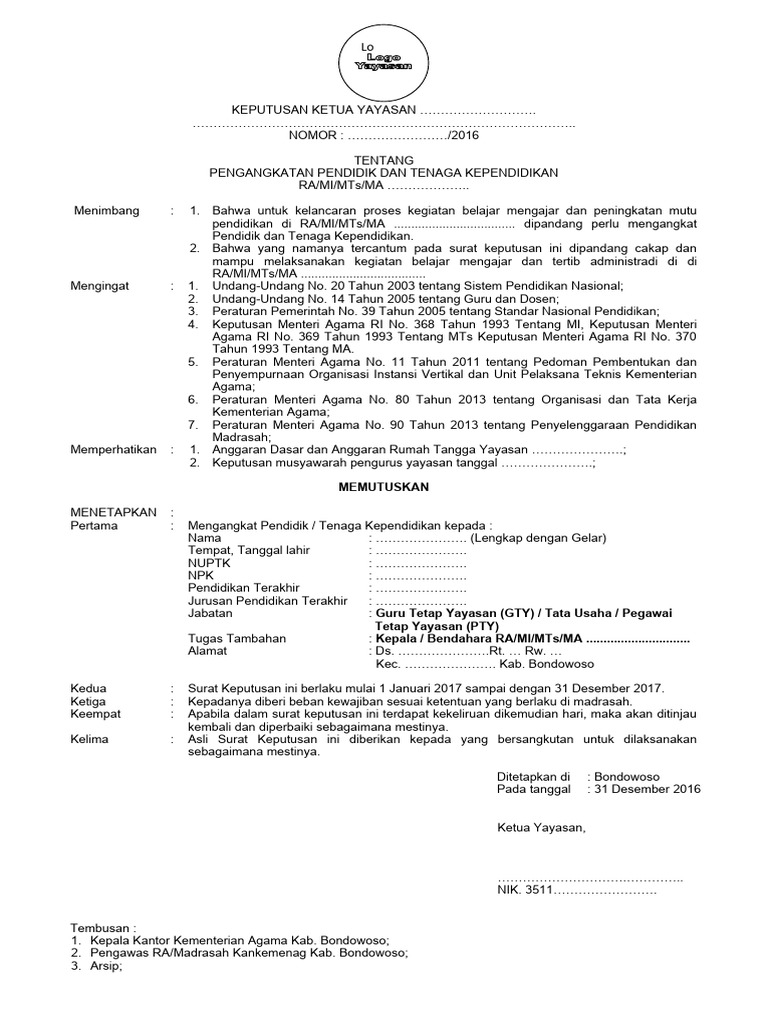 SK Pengangkatan Guru | PDF