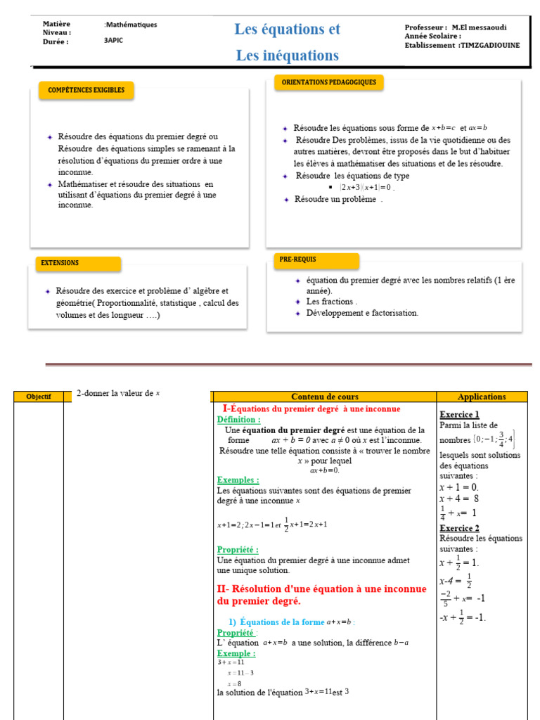 Résolution d'Équations de Base | PDF | Équations | Mathématiques