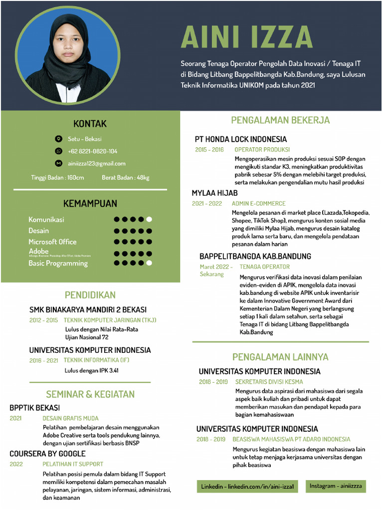 CV & Portofolio - Aini Izza | PDF