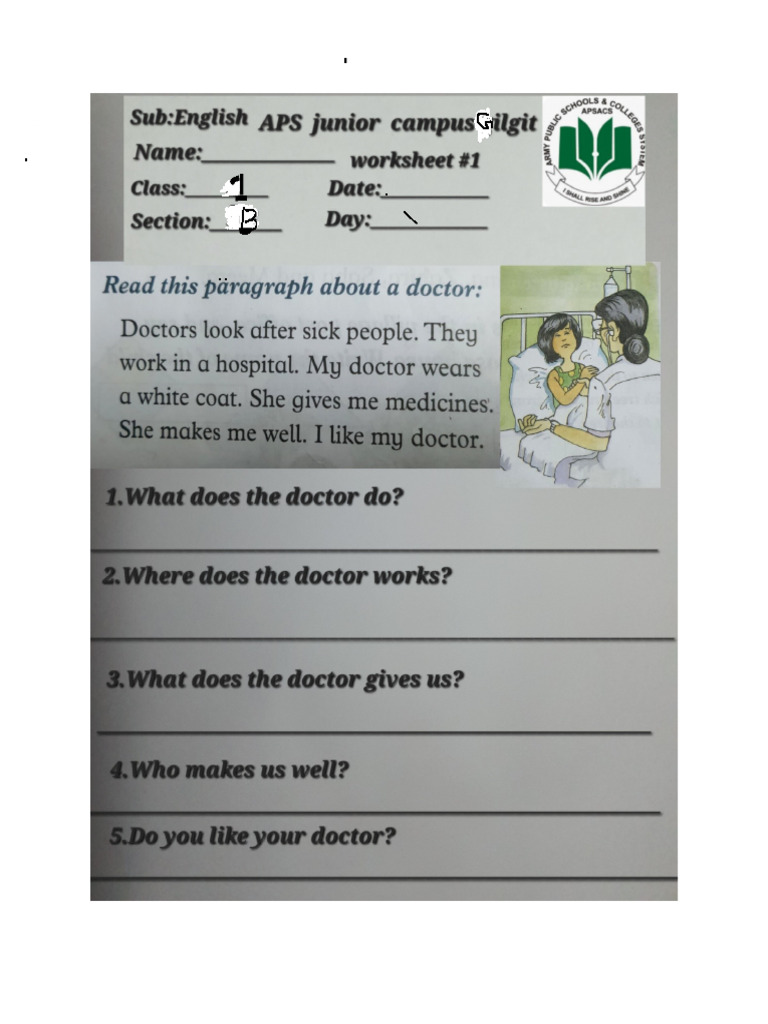 Worksheet 1 Class 1-1 | PDF