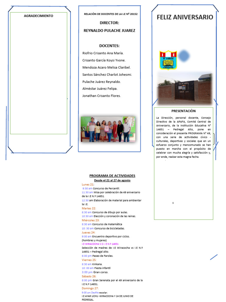 Triptico de La Escuela 2023 | PDF