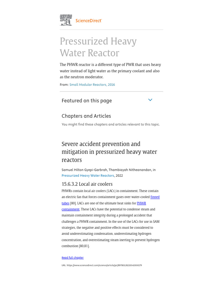 Pressurized Heavy Water Reactor | PDF | Nuclear Fuel | Pressurized ...