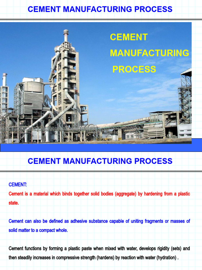 Cement Manufacturing Process and Systemwith Chemistry | PDF | Cement ...