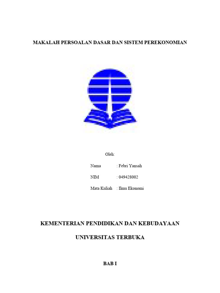Makalah Persoalan Dasar Dan Sistem Perekonomian | PDF