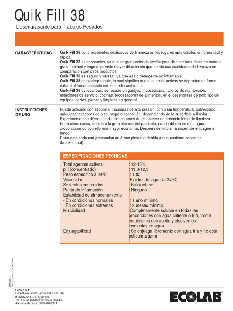 Quik Fill 38 | PDF | Agua | Solvente