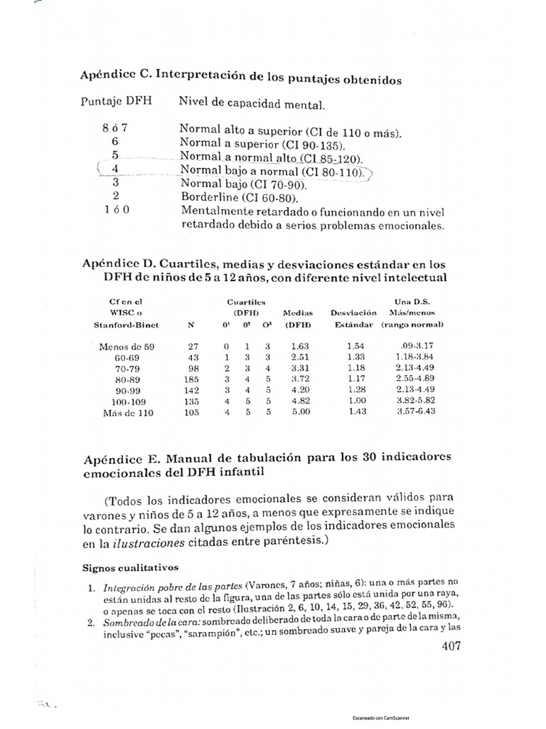 DFH Interpretación de Resultados | PDF