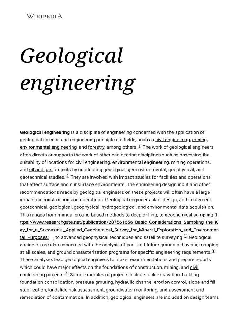 Geological Engineering - Wikipedia | Download Free PDF | Earth Sciences ...