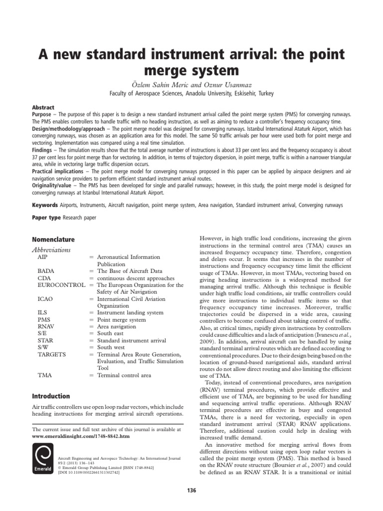 A New Standard Instrument Arrival The Point Merge System | PDF | Air ...