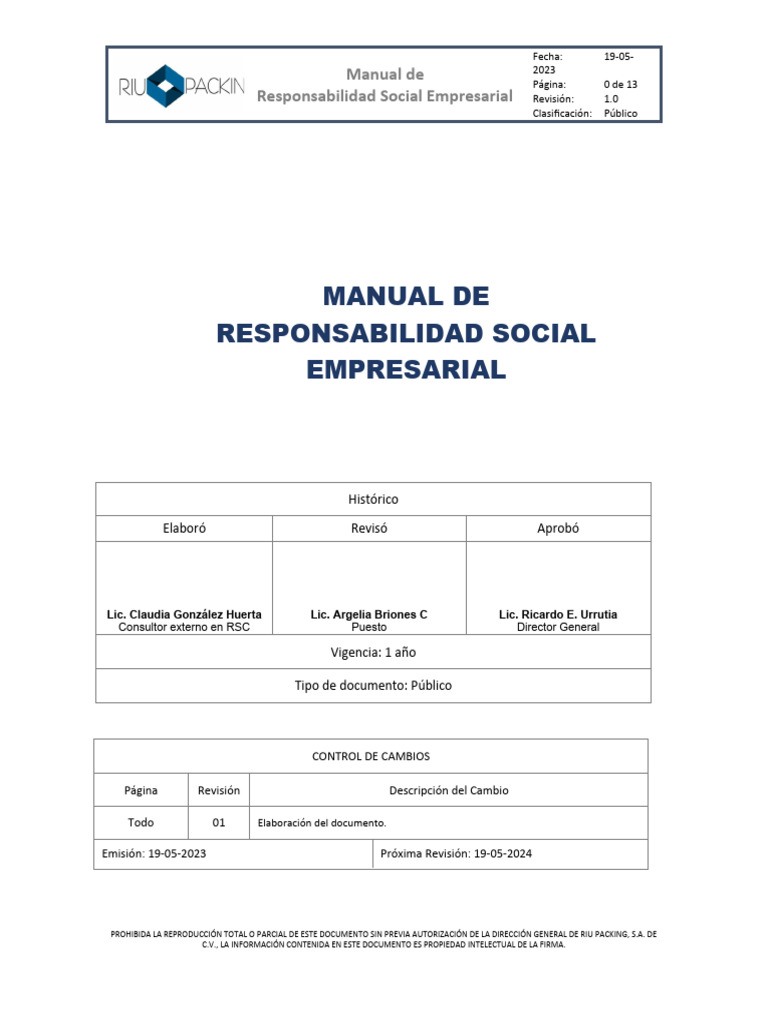 Manual de RSE para Riu Packing | PDF | Responsabilidad social ...