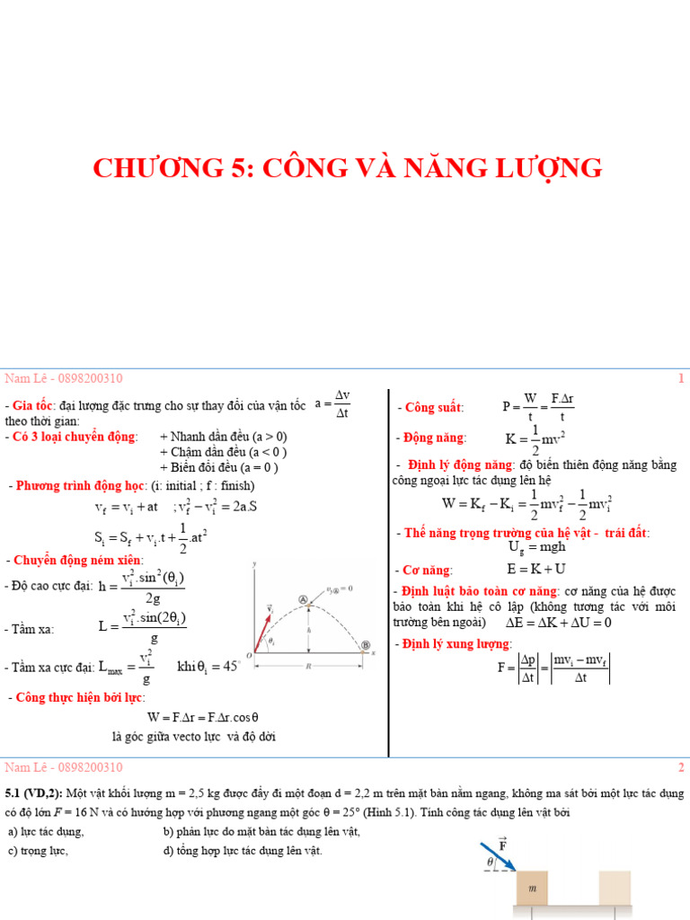 vật lý 1 k23 cuối kì c5 6 7 Nam Lê | PDF