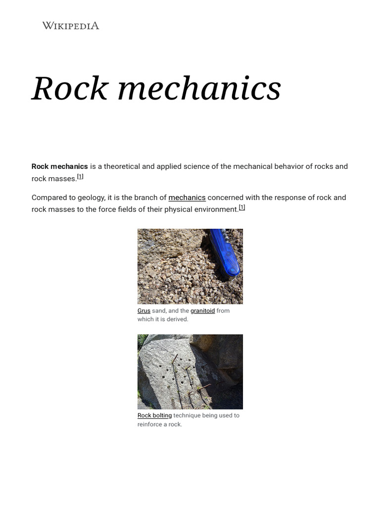 Rock Mechanics - Wikipedia | Download Free PDF | Geology | Earth Sciences