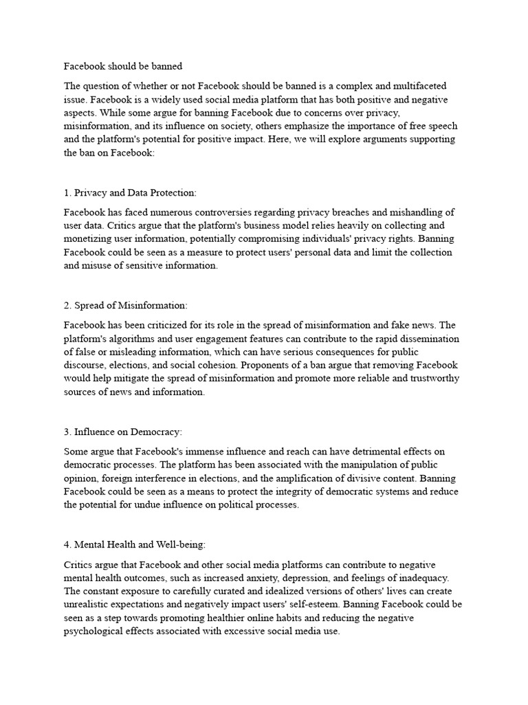 Facebook Should Be Banned | PDF | Facebook | Social Media