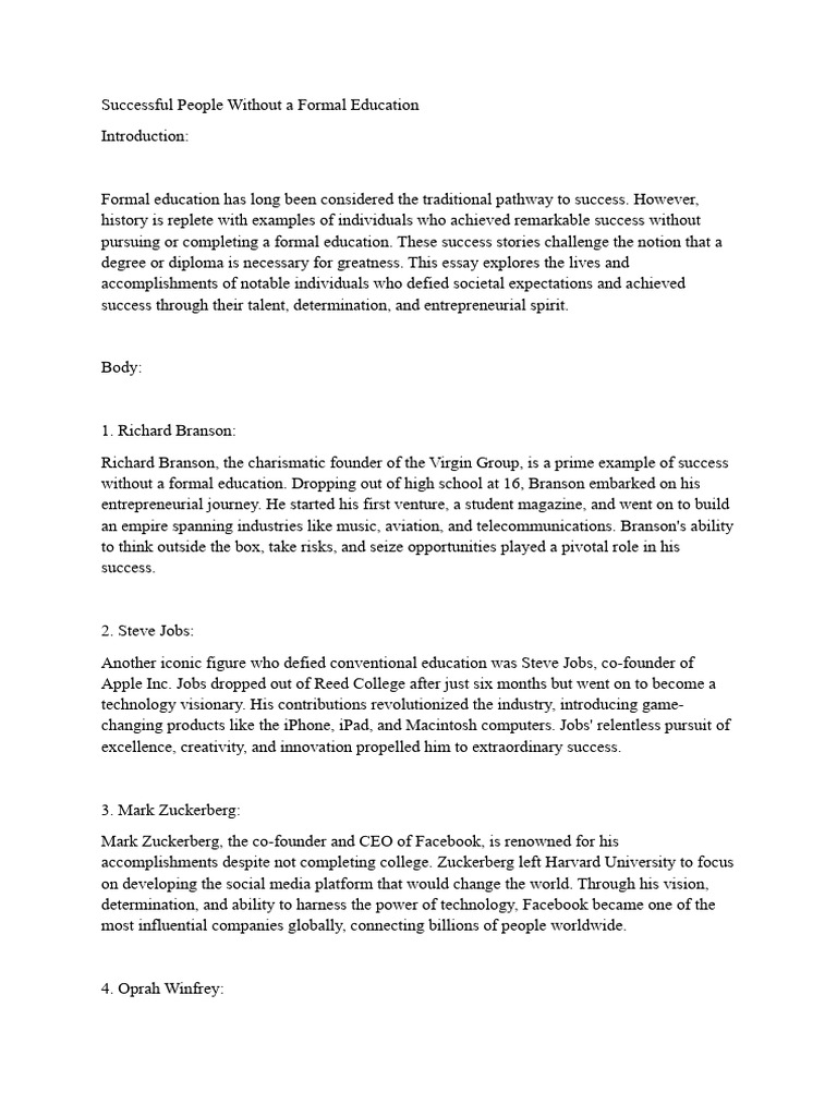 Successful People Without A Formal Education | PDF | Entrepreneurship ...