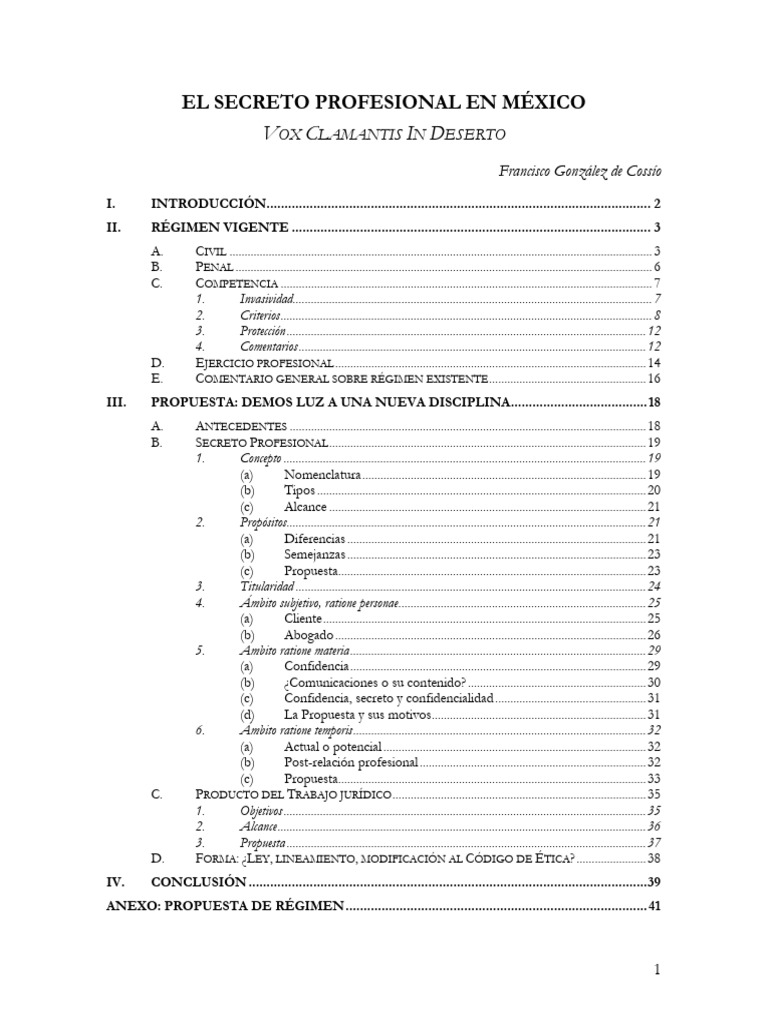 El Secreto Profesional en México | PDF | Abogado | Constitución