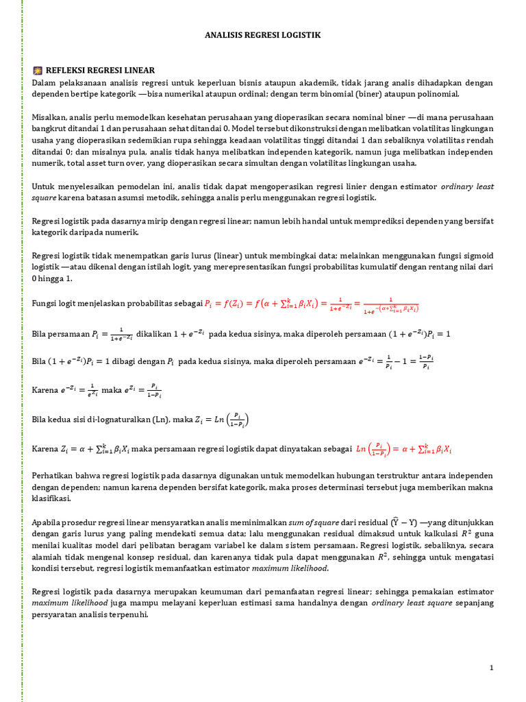 ANALISIS REGRESI LOGISTIK - in | PDF
