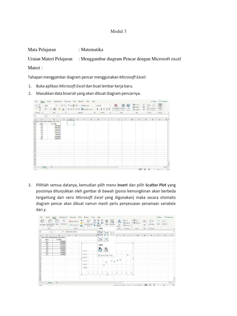 Modul 3 Diagram Pencar Dalam Program M. Excel | PDF