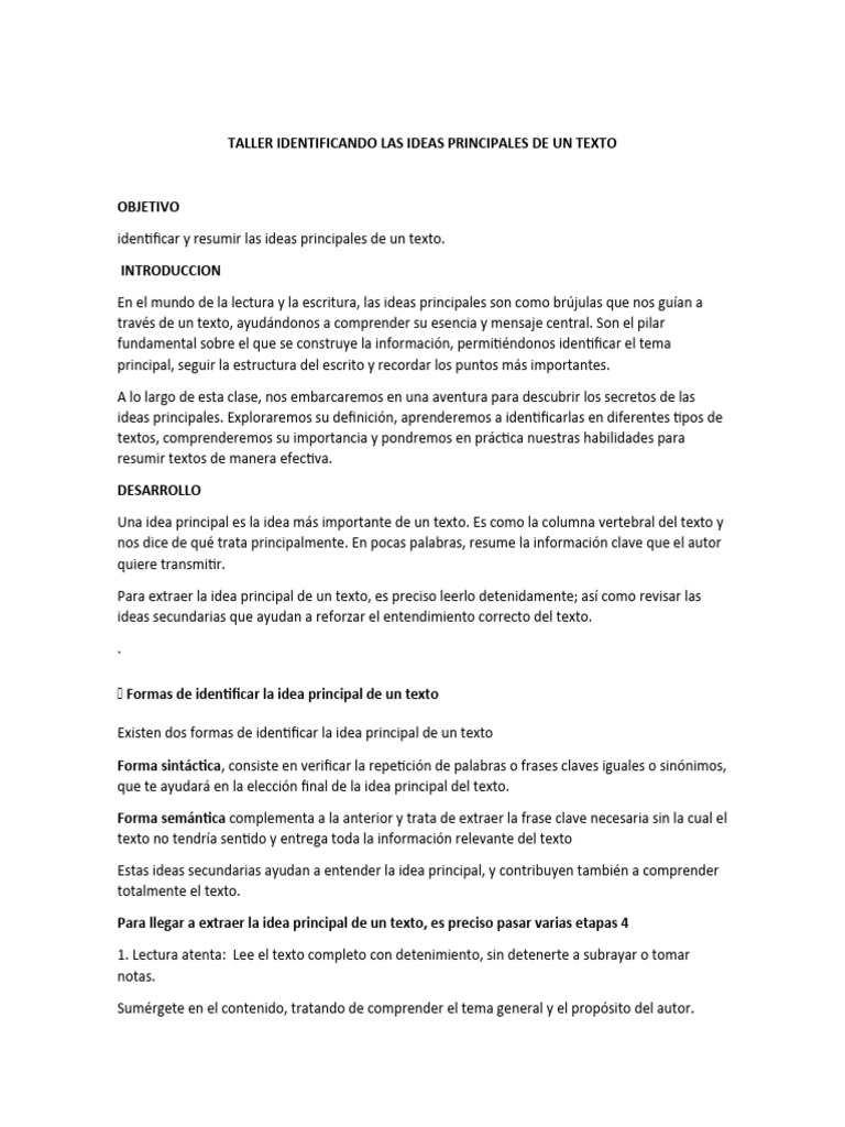 Identificación de Ideas Principales en Textos | PDF | Deforestación ...