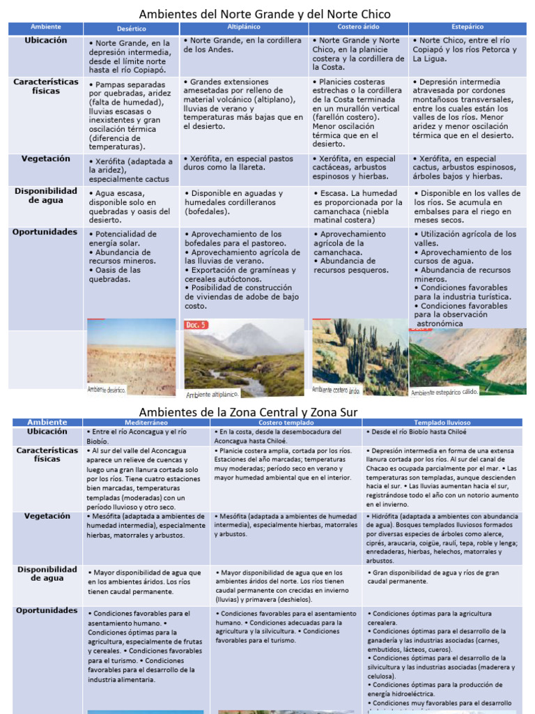 Ambientes Naturales de Chile: Características y Oportunidades | PDF ...