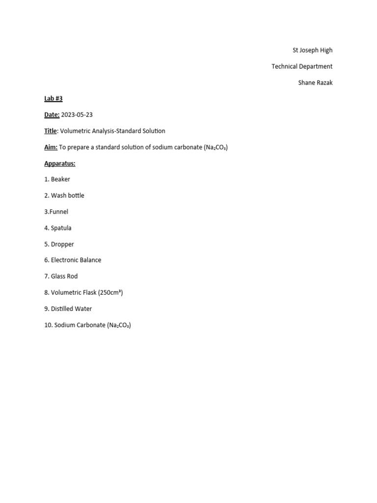 Chem Lab #3 | PDF | Concentration | Mole (Unit)