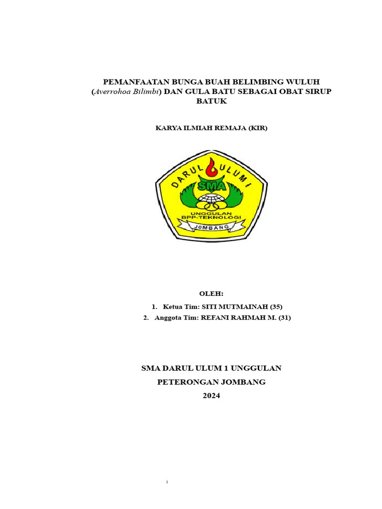 Khasiat Bunga Belimbing Wuluh untuk Batuk | PDF | Kesehatan Holistik ...