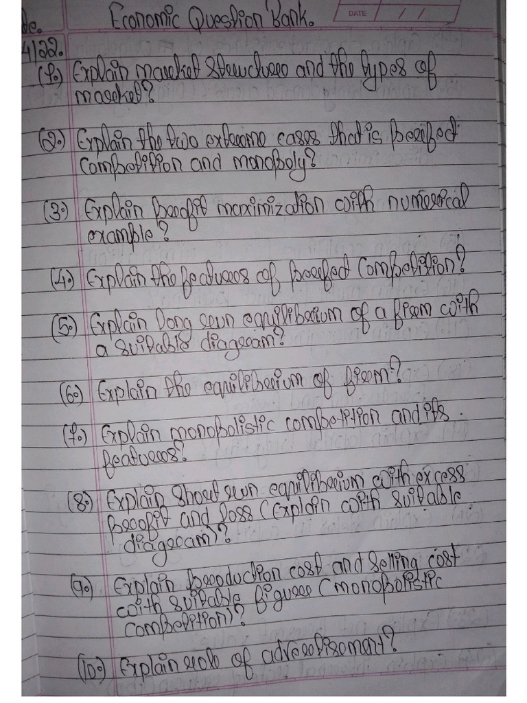 Economic Paper Pattern and Important Questions | PDF