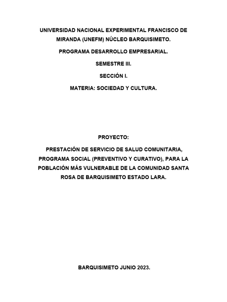 Proyecto Sociedad y Cultura Modificado | PDF | Comunidad | Responsabilidad social corporativa