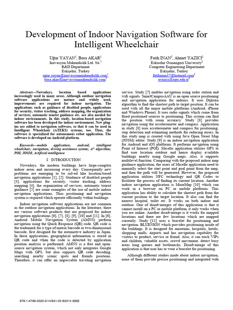Development of Indoor Navigation Software For Intelligent Wheelchair | PDF | Application ...