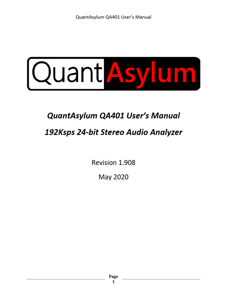 QA401 Users Manual | PDF | Usb | Resistor