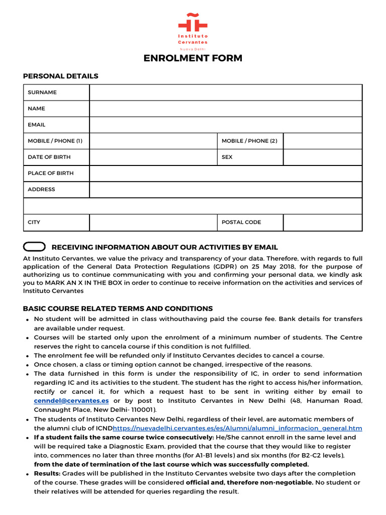 Enrollment Form | PDF | Textbook