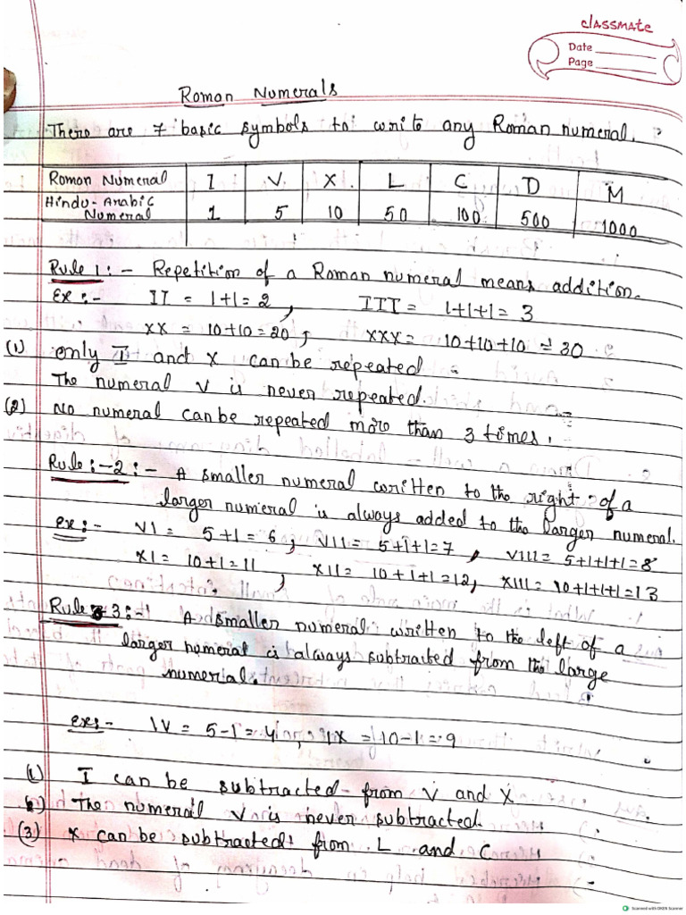 Class-4 Roman Numbers | PDF
