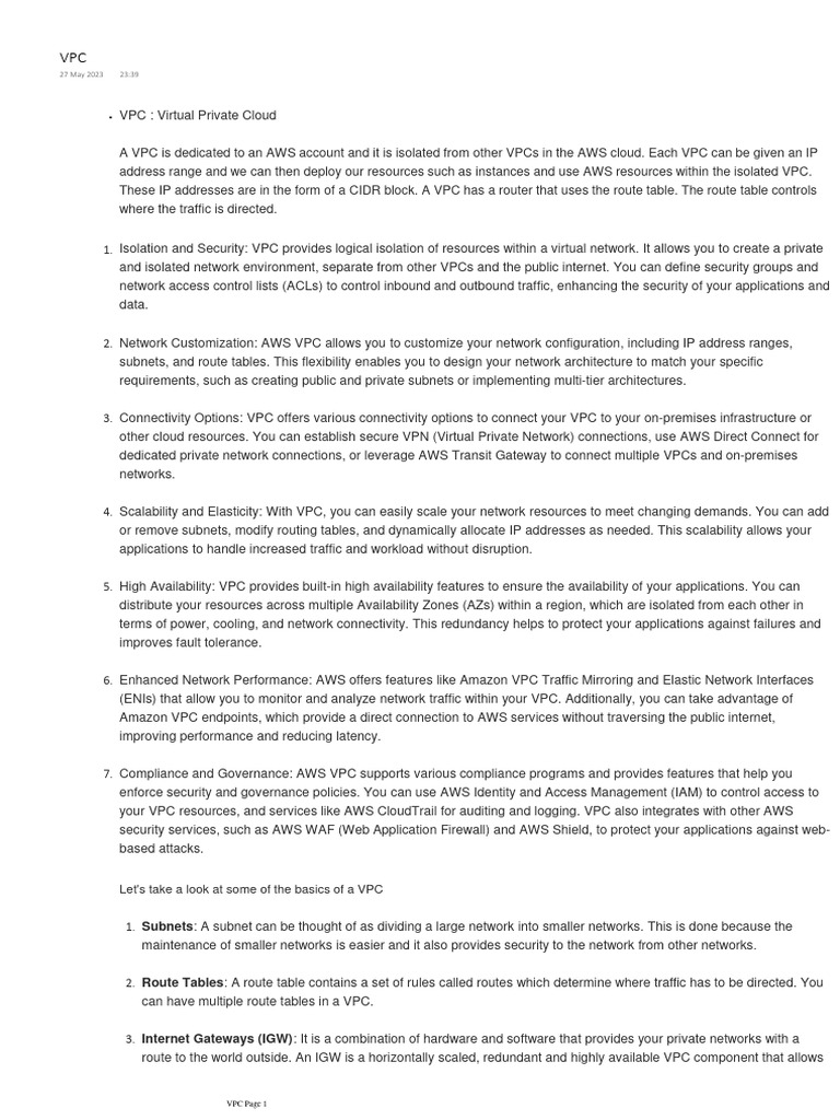 VPC Page 1 | PDF | Computer Network | Ip Address