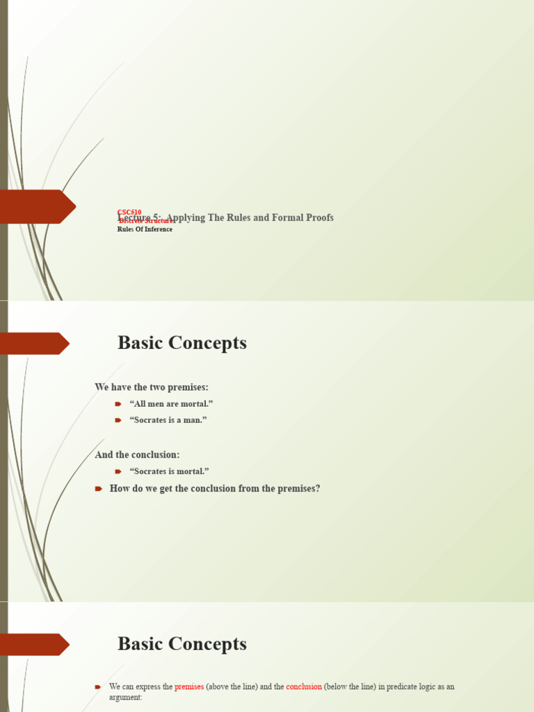 Lecture 5 - Applying The Rules and Formal Proofs | PDF | Metalogic | Mathematics