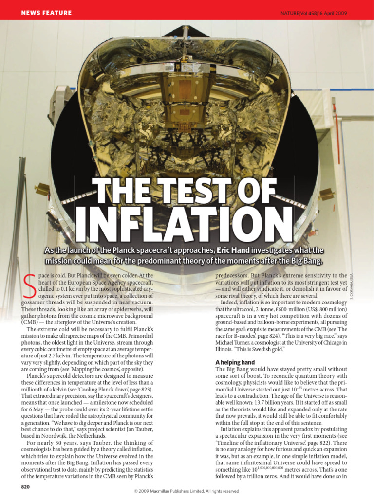 Cosmology - The Test of Inflation | PDF | Cosmic Microwave Background ...